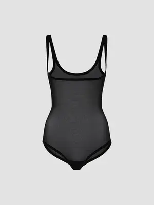 Wolford Formfitting Sheer Tulle Bodysuit - Black