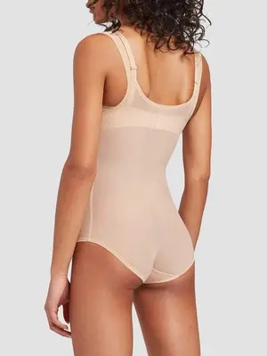 Wolford Formfitting Sheer Tulle Bodysuit - Clay