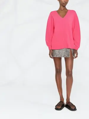 Helmut Lang V-neck Puff-sleeve Jumper