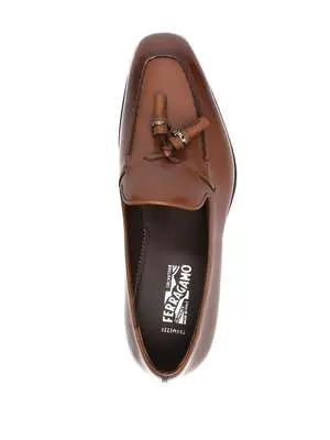 FERRAGAMO Tassel-detail Leather Loafers - Brown