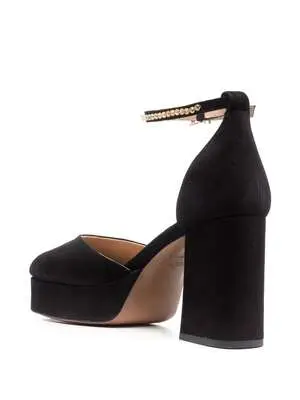 Maje Suede Crystal-embellished High Block Heel Platform Sandals