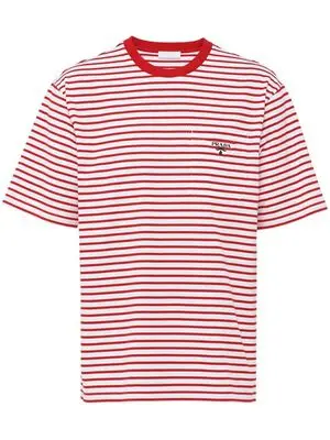 Prada Striped Triangle-logo T-shirt