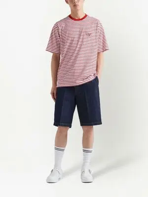 Prada Striped Triangle-logo T-shirt