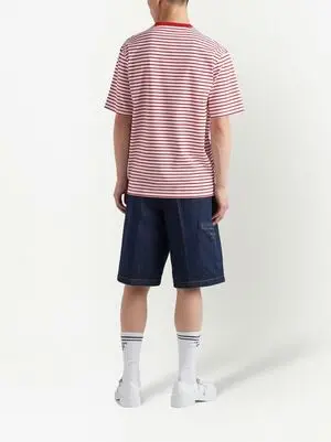 Prada Striped Triangle-logo T-shirt