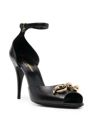 Saint Laurent Leather Chain-strap Peep-toe Sandals