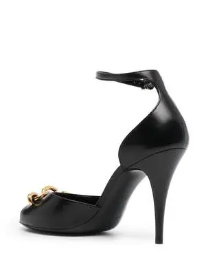 Saint Laurent Leather Chain-strap Peep-toe Sandals