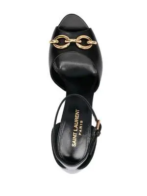 Saint Laurent Leather Chain-strap Peep-toe Sandals