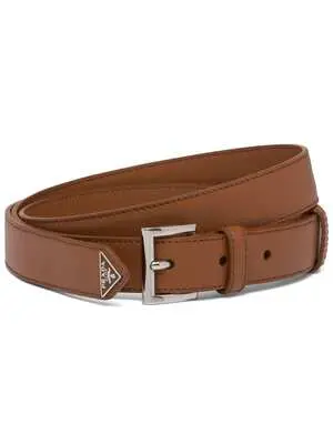 PRADA Triangle-Logo Leather Belt