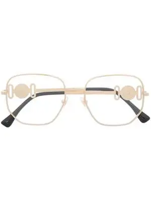 Versace Logo Square-frame Glasses - Gold