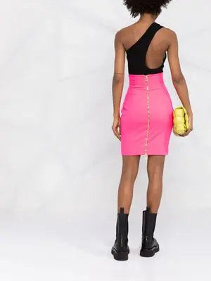 Balmain Logo-button Pencil Skirt - Pink
