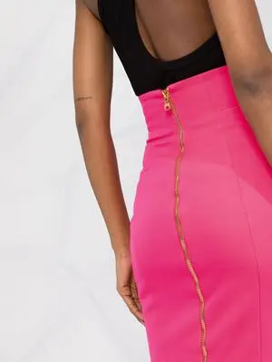 Balmain Logo-button Pencil Skirt - Pink