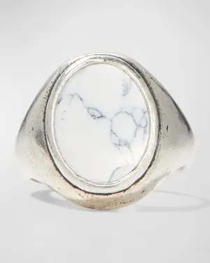 John Varvatos Howlite Statement Ring - Silver