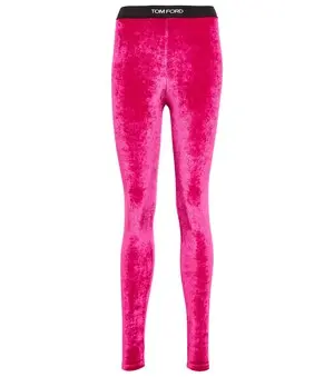 TOM FORD Logo Velvet Leggings - Pink
