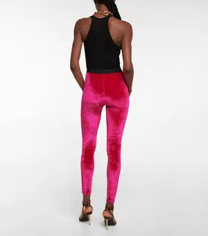 TOM FORD Logo Velvet Leggings - Pink