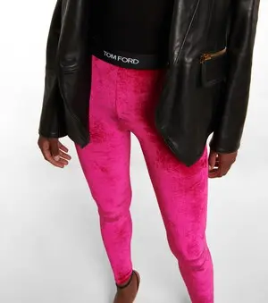 TOM FORD Logo Velvet Leggings - Pink