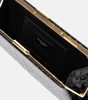 Saint Laurent Midnight Croc-effect Leather Clutch