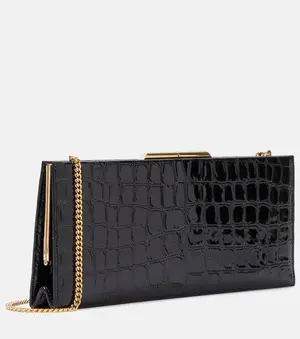 Saint Laurent Midnight Croc-effect Leather Clutch