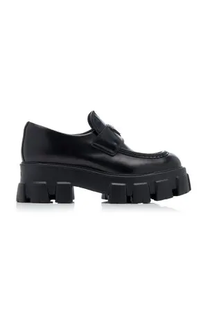 Prada Monolith Leather Loafers - Black