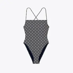 Tory Burch Printed Tie-back One-piece Swimsuit