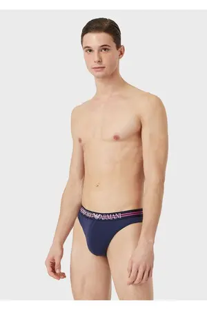 Emporio Armani Men Microfibre Mesh Thong - Blue