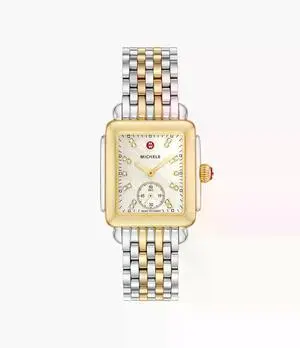 Michele Deco Mid Two-tone Diamond Dial Watch - 18k 2-tone Gold-plated