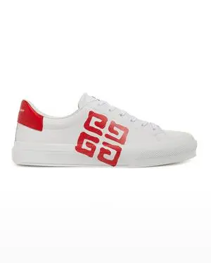 Givenchy Men's City Sport 4g Leather Low-top Sneakers White/red