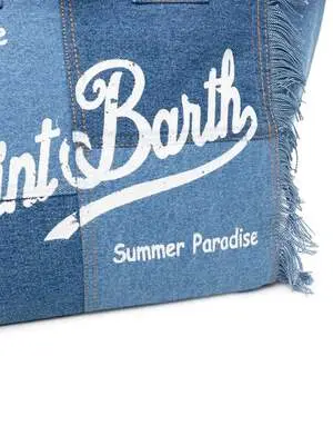 MC2 SAINT BARTH Fringed Denim Tote Bag - Blue
