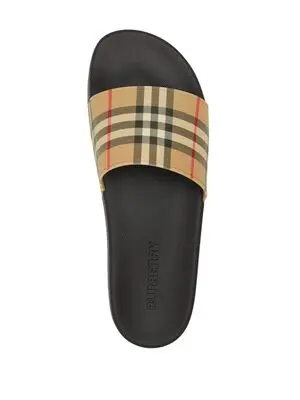 Burberry Check Slides - Neutrals