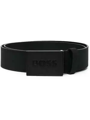 BOSS Logo-plaque Leather Belt - Black