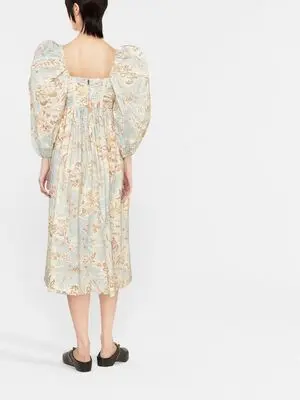 Ulla Johnson Graphic-print Square Neck Midi Dress