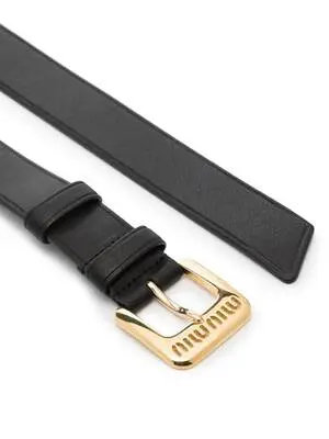 Miu Miu Nappa Leather Belt With Logo Buckle - Black