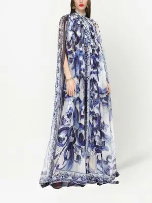 Dolce & Gabbana Maiolica-print Silk Cape