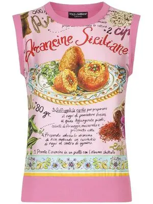 Dolce & Gabbana Food Print Silk Top