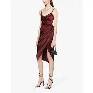 House Of Cb Reva Corset Satin Midi Dress - Raisin
