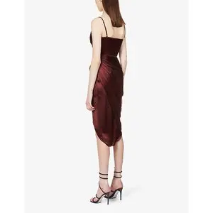 House Of Cb Reva Corset Satin Midi Dress - Raisin