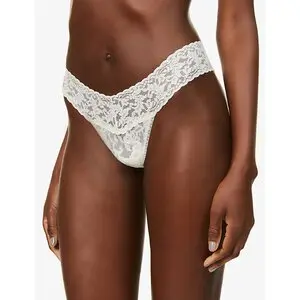 Hanky Panky Signature Lace Low-rise Stretch-jersey Thong 1 Size Ivory