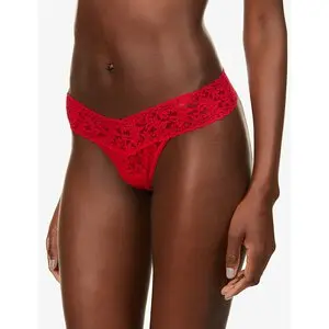 Hanky Panky Signature Lace Low-rise Stretch-jersey Thong 1 Size Red