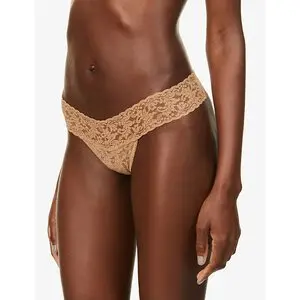 Hanky Panky Signature Lace Low-rise Stretch-jersey Thong 1 Size Suntan