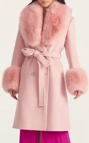 LoveShackFancy Havilina Wool Coat Neutral/pink Only