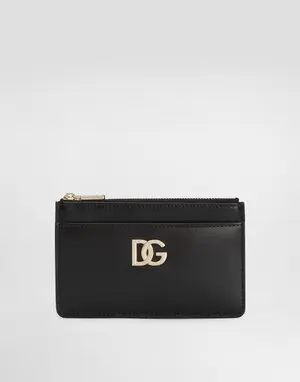 Dolce & Gabbana Calfskin Card Holder With Dg Logo - Black