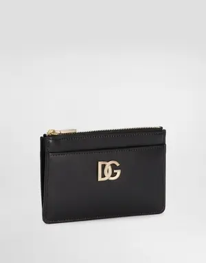 Dolce & Gabbana Calfskin Card Holder With Dg Logo - Black