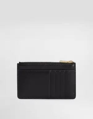 Dolce & Gabbana Calfskin Card Holder With Dg Logo - Black