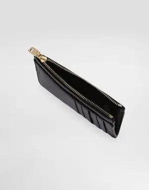 Dolce & Gabbana Calfskin Card Holder With Dg Logo - Black