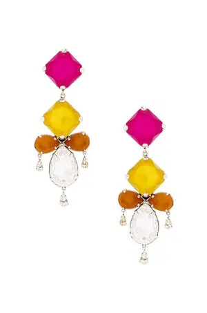 Saint Laurent Baroque Chandelier Earrings - Argent Oxyde Fuchsia