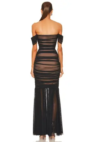 Norma Kamali Walter Fishtail Gown - Black Mesh