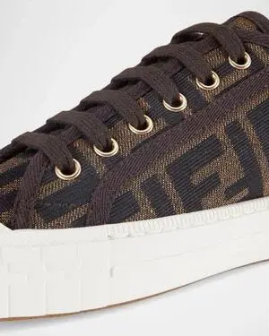 Fendi Ff Jacquard Low-top Sneakers - Brown