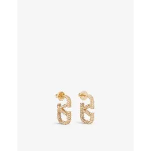 Valentino Garavani Vlogo Rhinestone Earrings - Gold