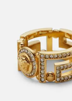Versace Crystal Medusa Greca Ring