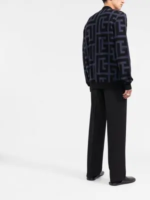 Balmain Monogram Print V-neck Cardigan