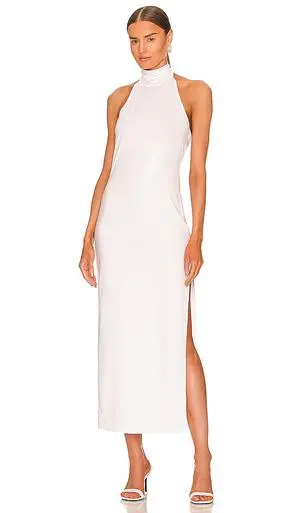 Norma Kamali Halter Turtle Neck Gown With Slit